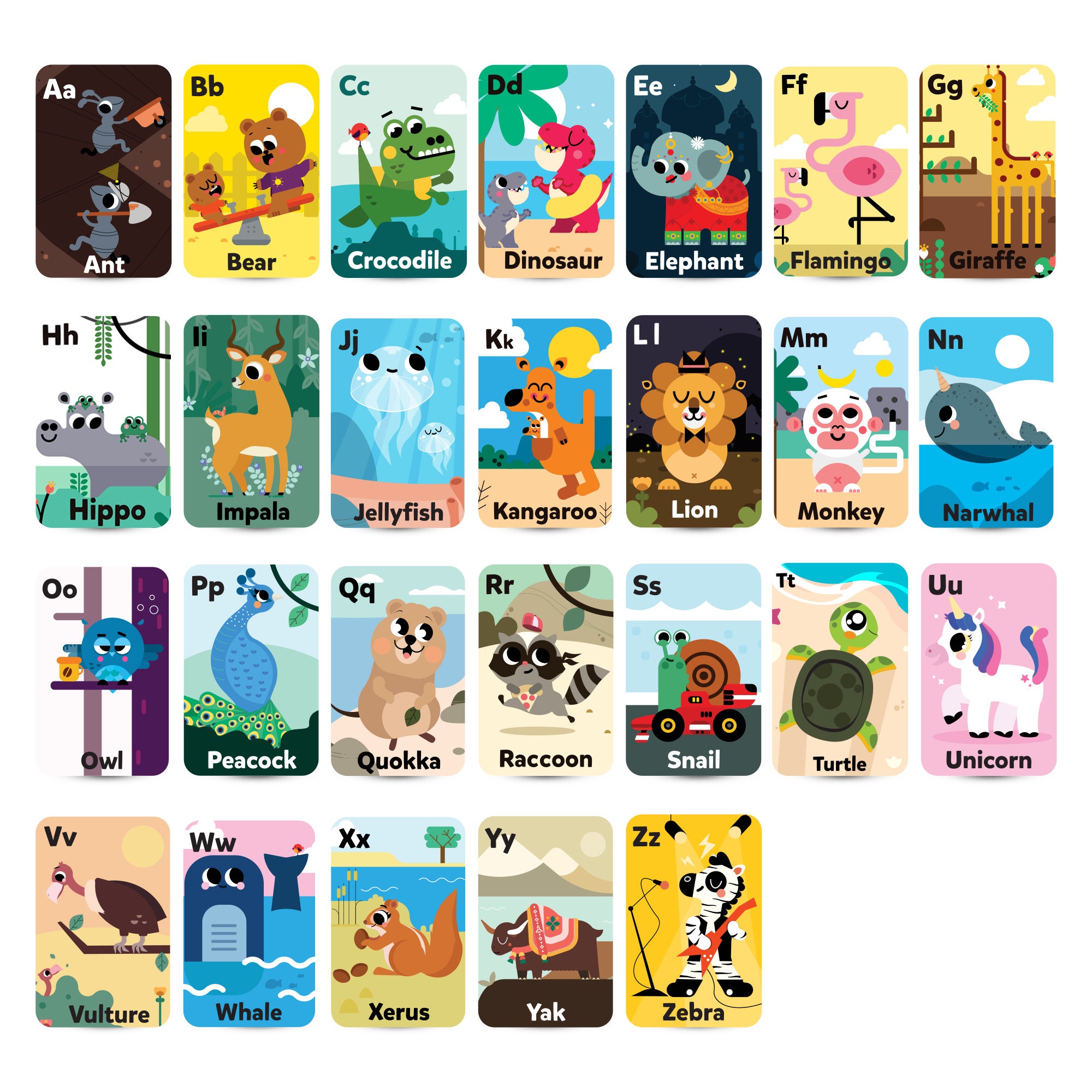 Little Nadoo 52 Colourful Flashcards for Kids - Etsy