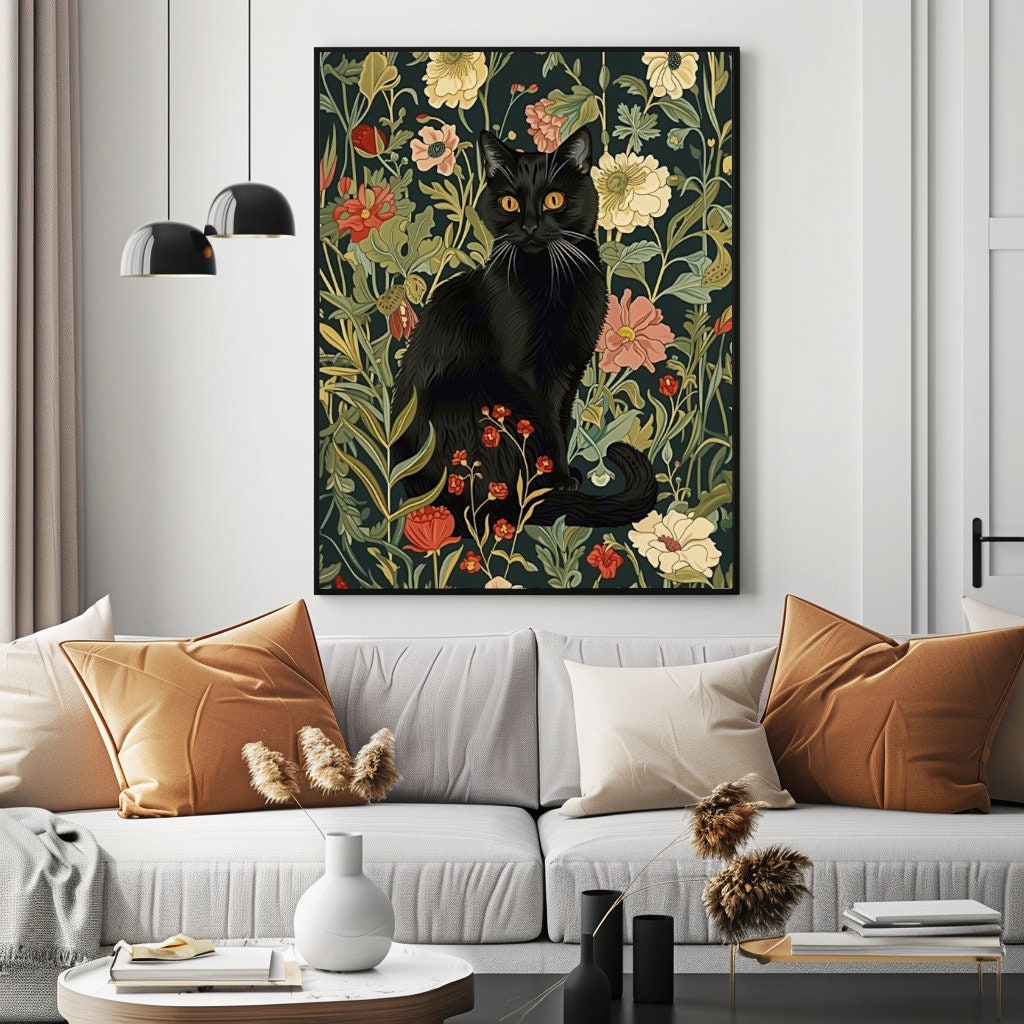 Cat Poster, Cat Print, Original Painting, Cat Portrait, Printable Wall ...