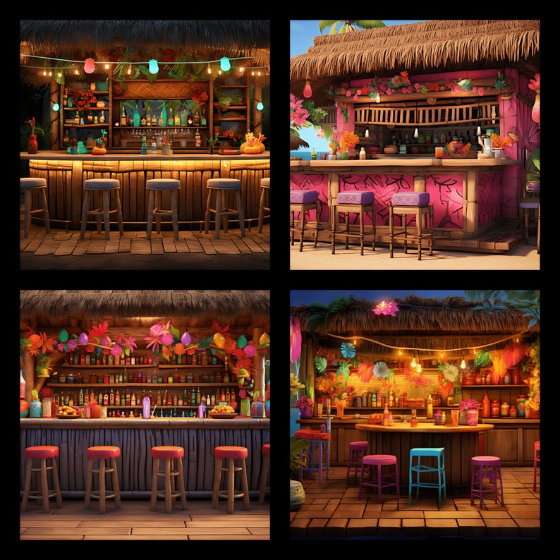 Tiki Bar Zoom Background Backdrop Digital Backdrop - Etsy