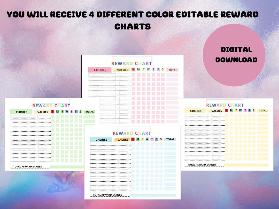 4 Rewards Chart Bundle Editable Student Growth Tracker - Etsy