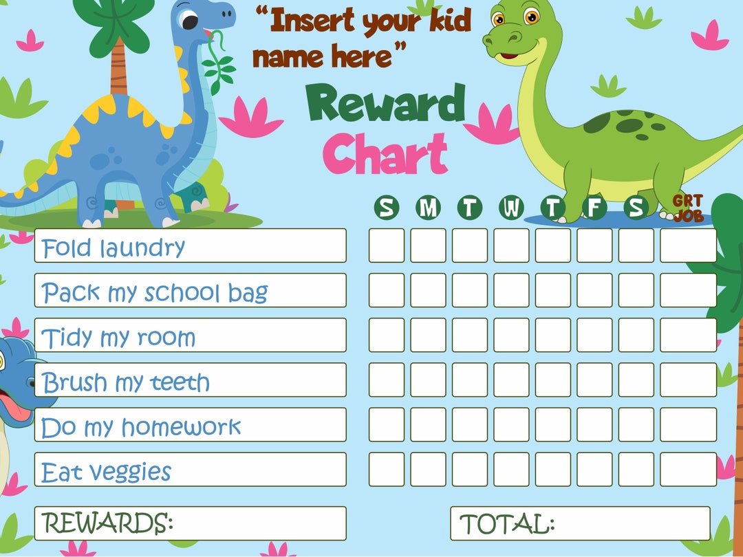Editable Kids Reward Chart Printable Reward Chart to - Etsy