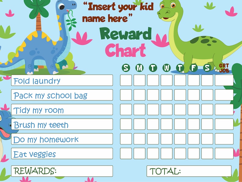 Editable Kids Reward Chart Printable Reward Chart to - Etsy