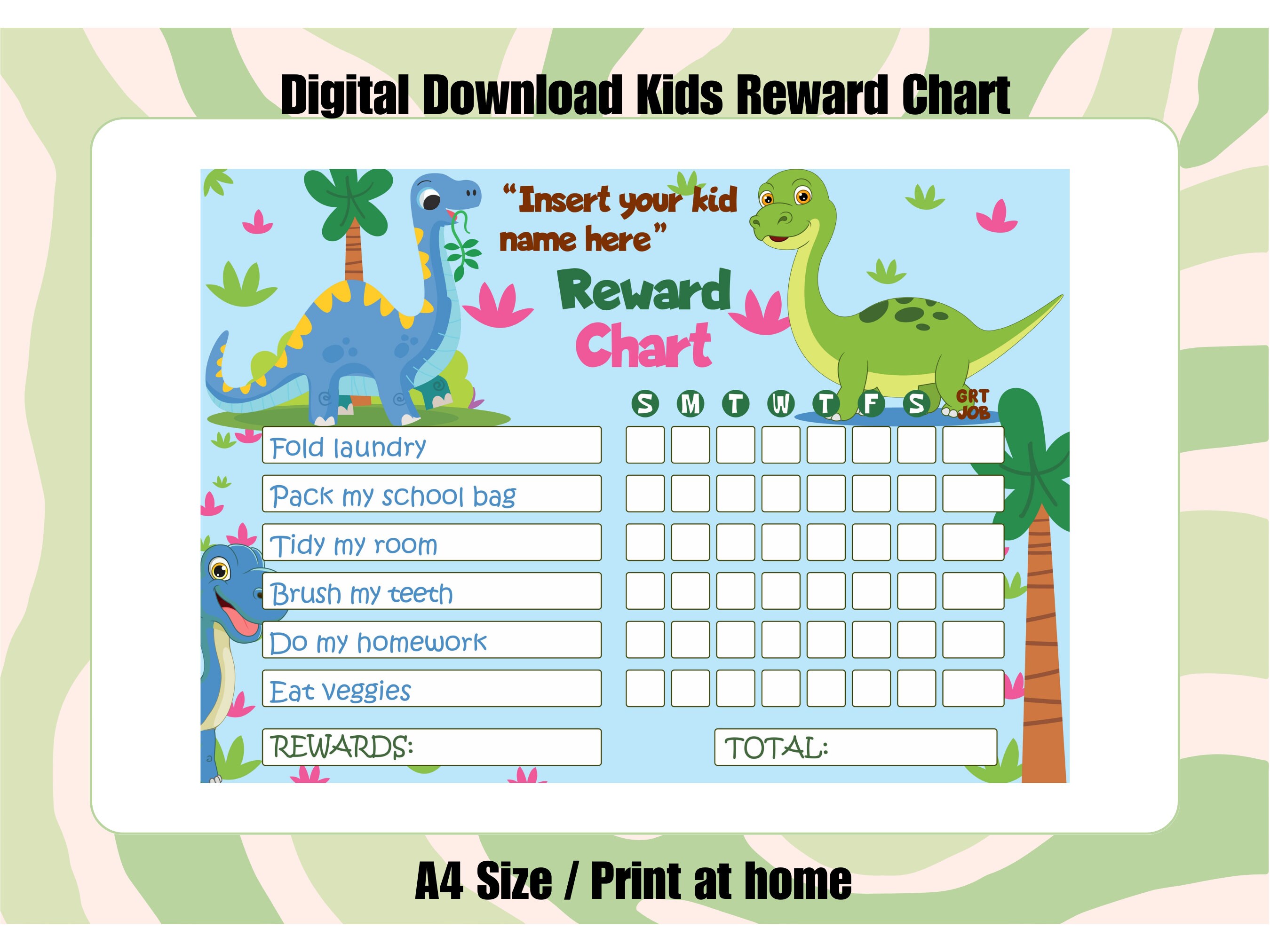 Editable Kids Reward Chart Printable Reward Chart to - Etsy