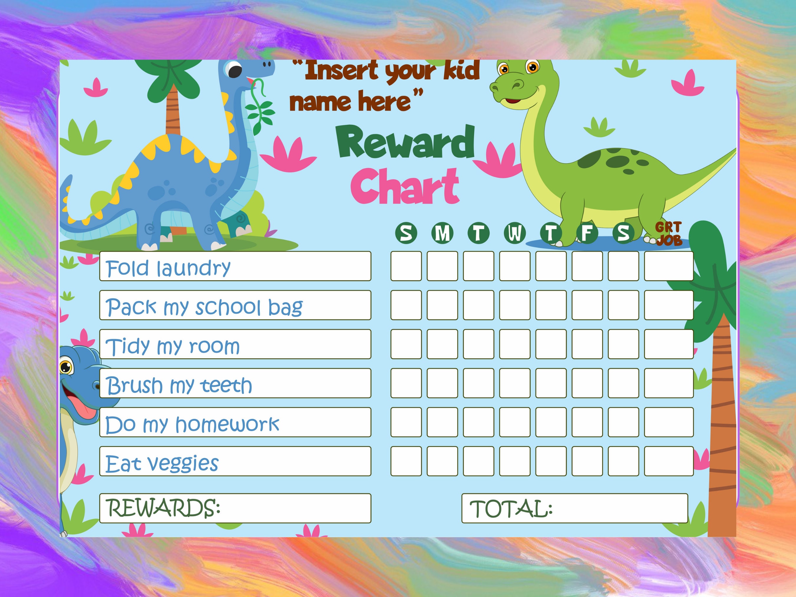 Editable Kids Reward Chart Printable Reward Chart to - Etsy