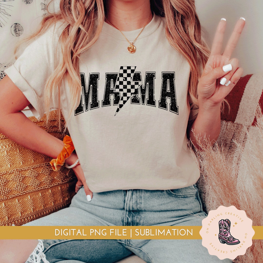 Checkered Mama Lightning Bolt PNG, Mama Png, Racing Mama T-shirt Design ...