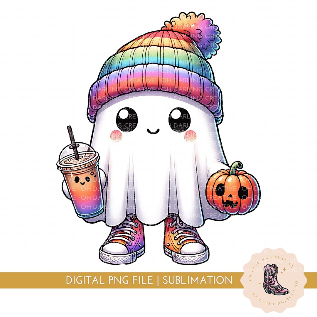 Cute Rainbow Ghost Png, Halloween Png, Ghost Png, Png, Bougie Ghost ...