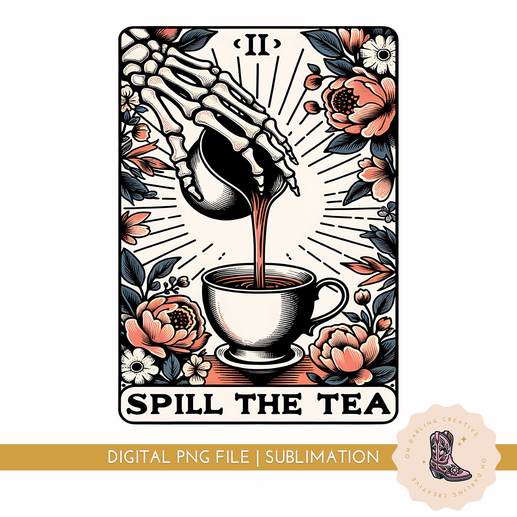 Spill the Tea Tarot Card PNG, Funny Sublimation Design, Popular T-shirt ...