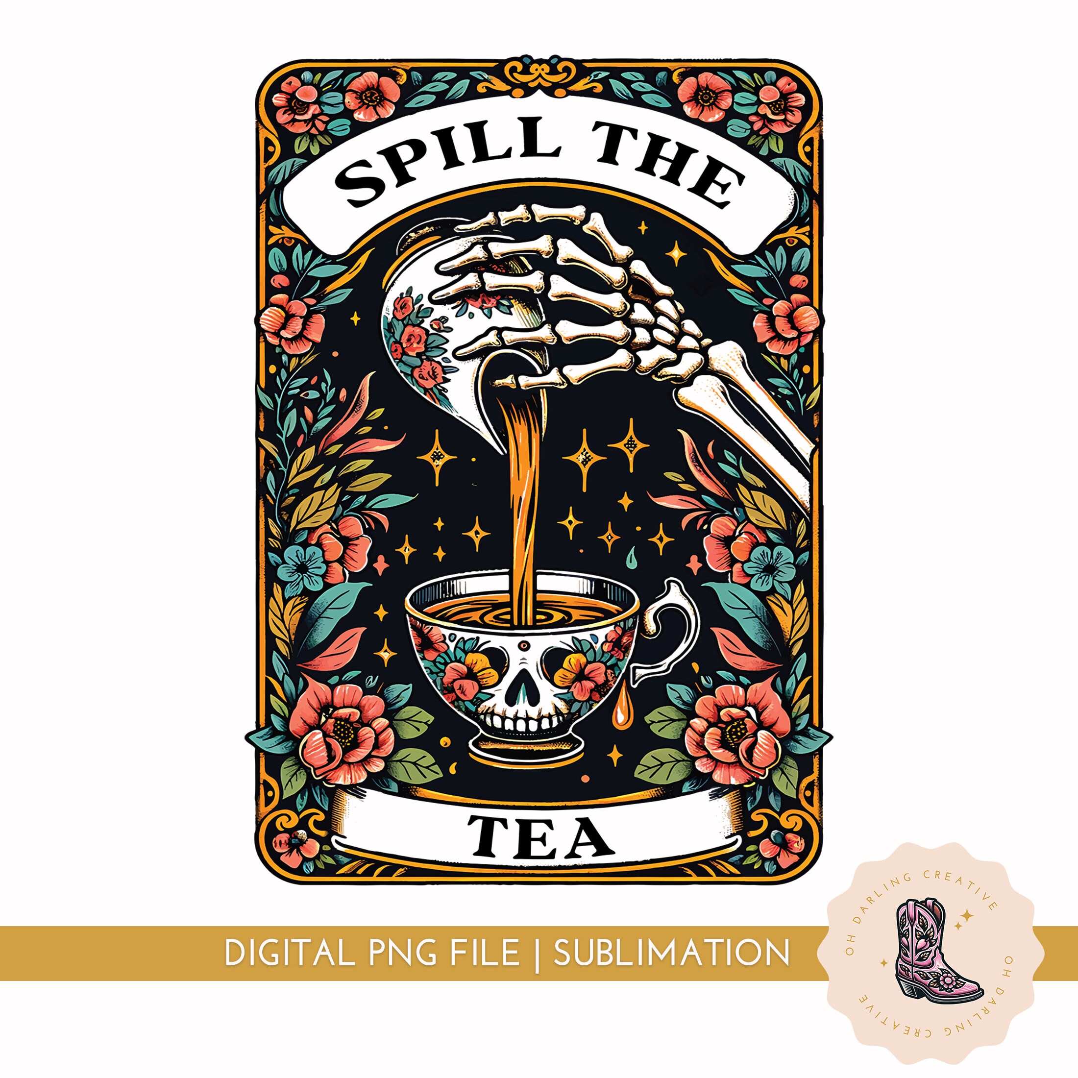 Spill the Tea Tarot Card PNG, Funny Sublimation Design, Popular T-shirt ...