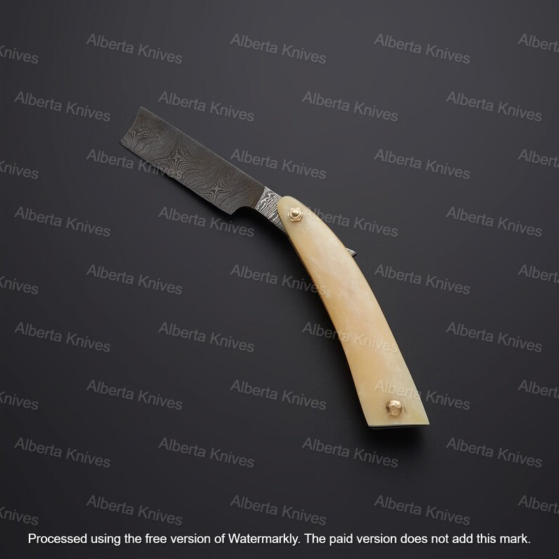 Shaving Razor for Men, Damascus Shaving Razor Blade With Leather Cover ...