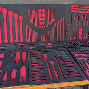 Tool Box Foam Templates for Cutting. Wrenches, Ratchets and Sockets ...