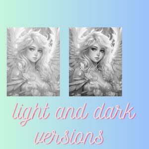 20 Grayscale Angels Coloring Pages, Printable Adult Coloring Pages Set ...