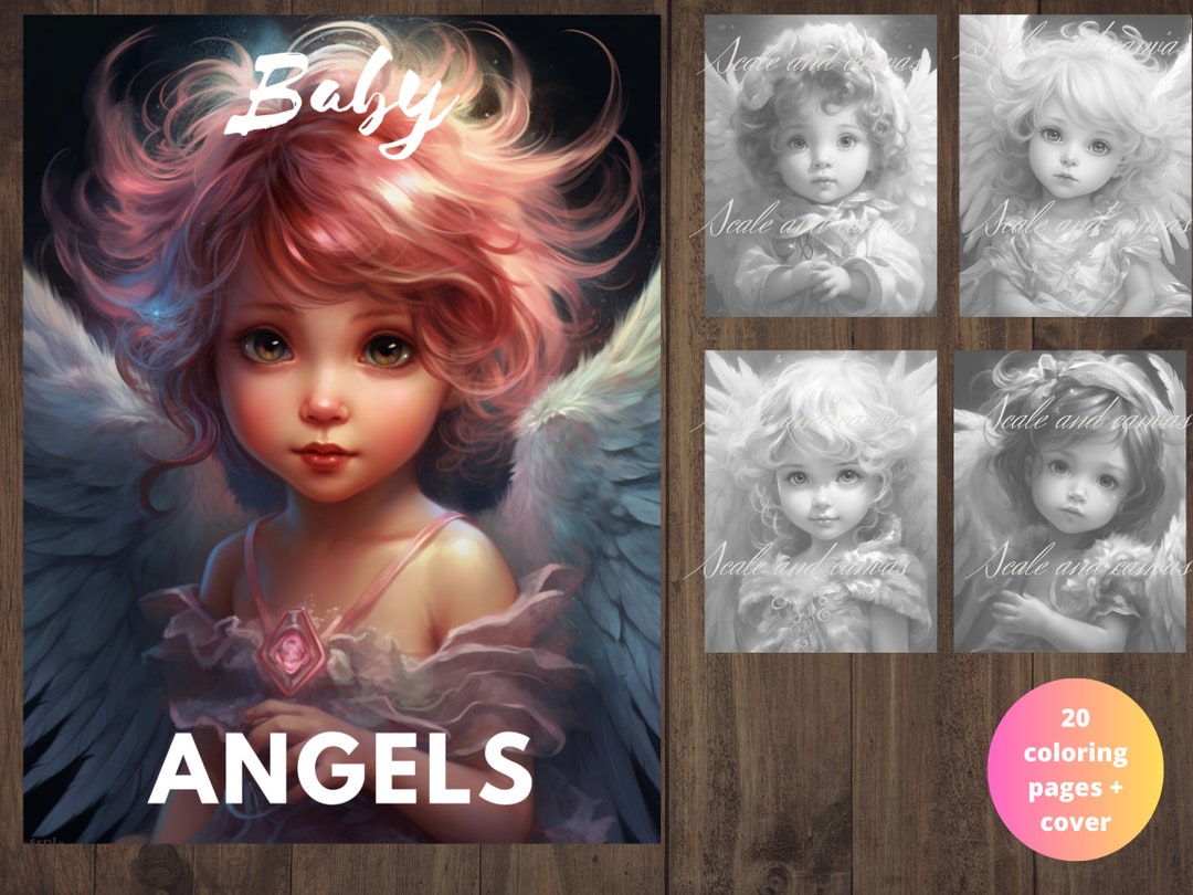 20 Grayscale Baby Angels Coloring Book Set 1 Printable Adult - Etsy