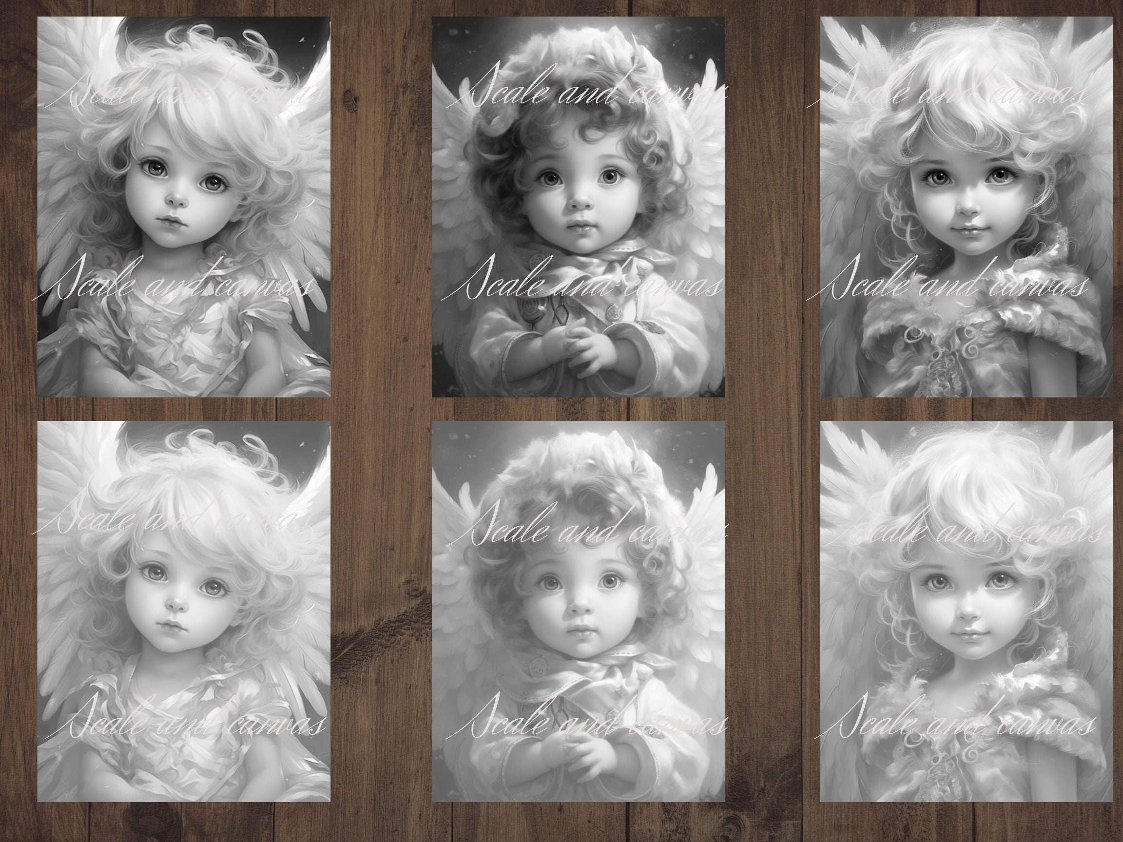 20 Grayscale Baby Angels Coloring Book Set 1 Printable Adult - Etsy