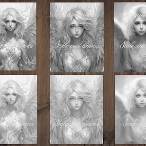 20 Grayscale Angels Coloring Book Set 2 Printable Adult Coloring Pages ...
