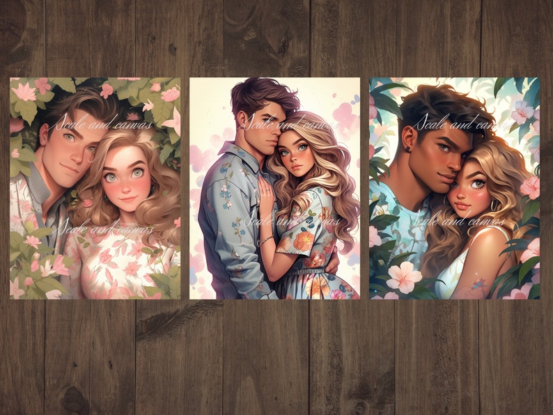 30 Grayscale Eternal Love Cartoon Style Coloring Book Set Printable ...