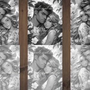 30 Grayscale Eternal Love Cartoon Style Coloring Book Set Printable ...