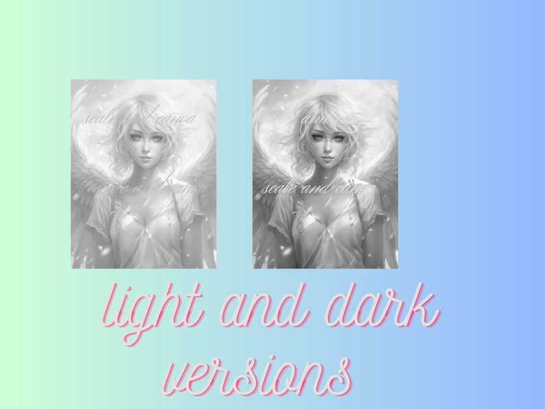 20 Grayscale Angels Coloring Book Set 2 Printable Adult Coloring Pages ...