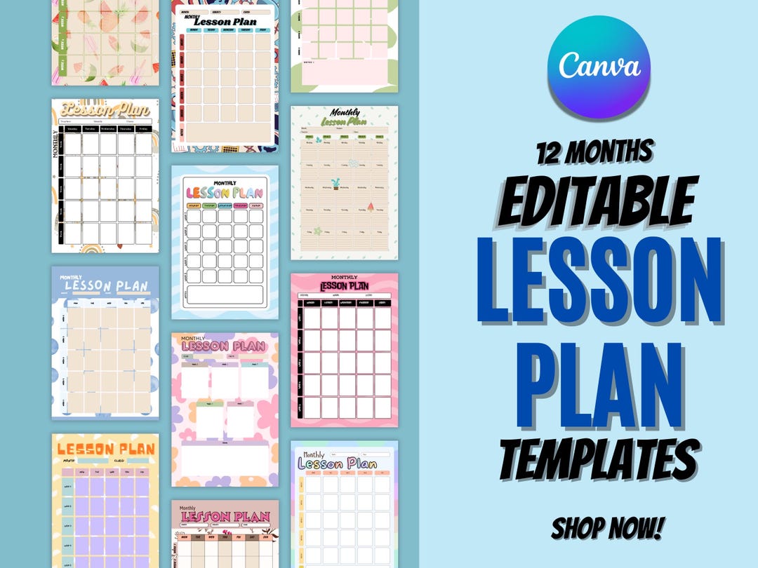 12 Months EDITABLE LESSON PLAN - Etsy