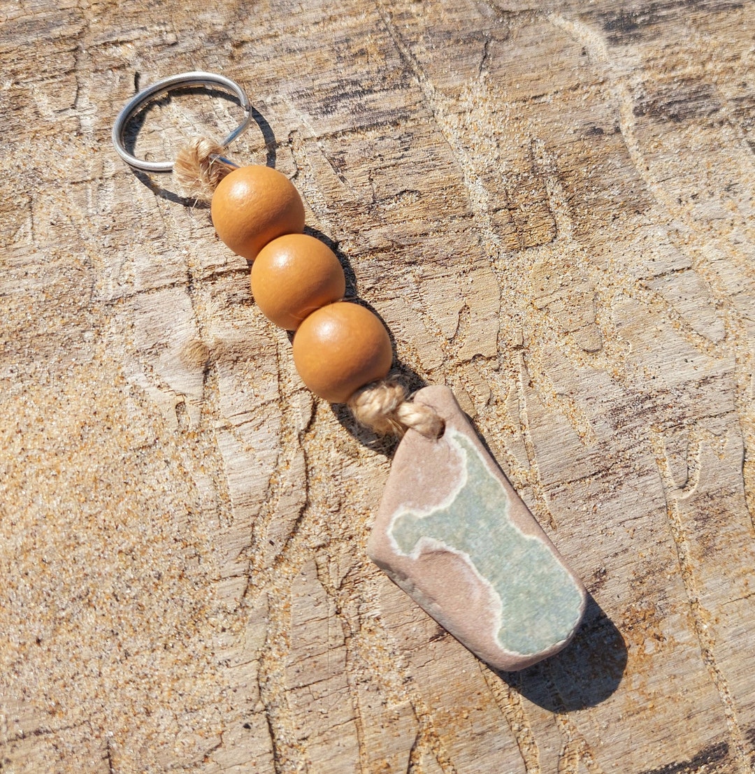 Wave Worn Textured Sea Tile Keyring ~ Handmade Boho Keychain ...