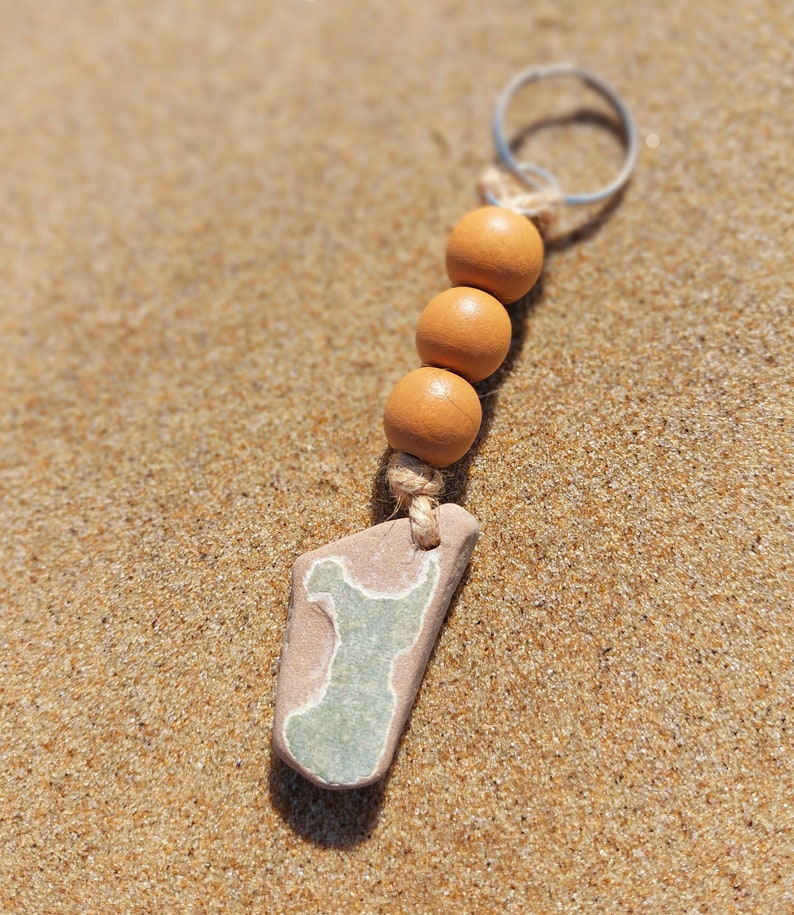 Wave Worn Textured Sea Tile Keyring ~ Handmade Boho Keychain ...