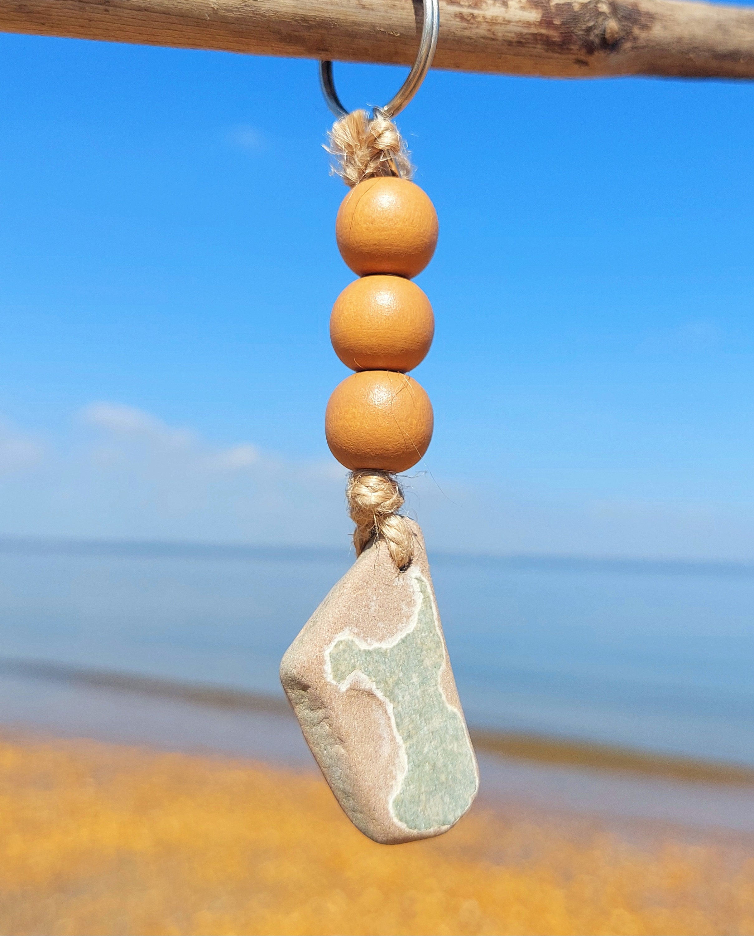 Wave Worn Textured Sea Tile Keyring ~ Handmade Boho Keychain ...