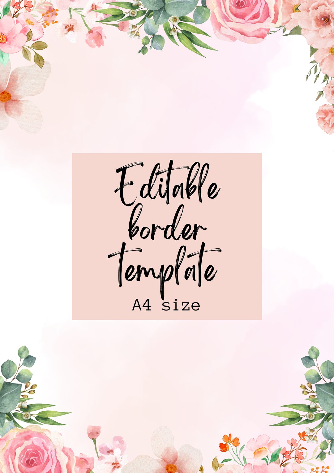 Soft Floral Aesthetic Page Border Printable Paper Instant - Etsy