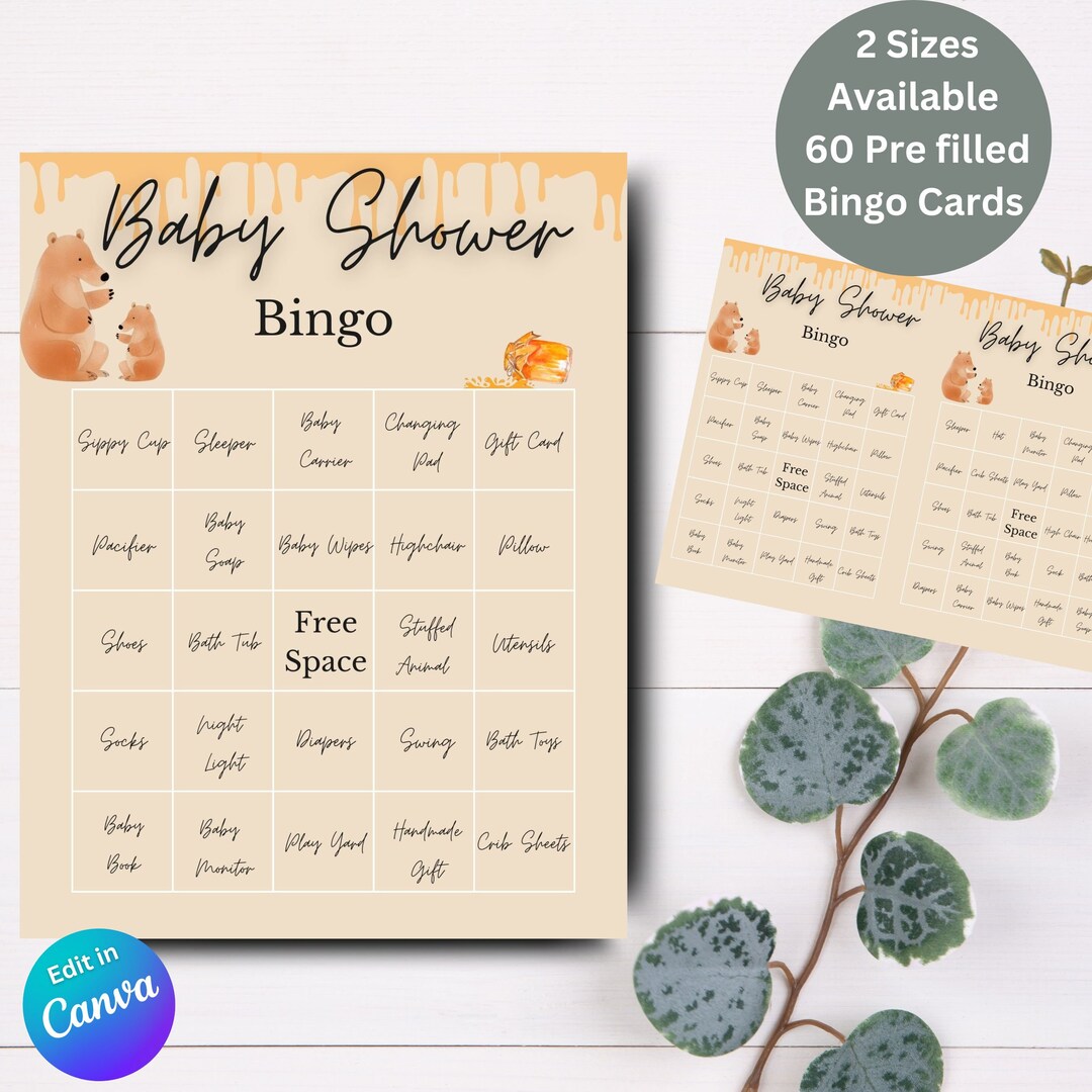 Teddy Bear Baby Shower Bingo Games Woodland Baby Shower Baby - Etsy