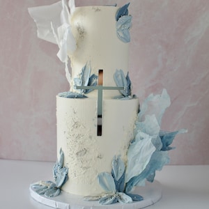 Elegant Acrylic Cross Cake Topper | Custom Cake Charm | Baptism ...