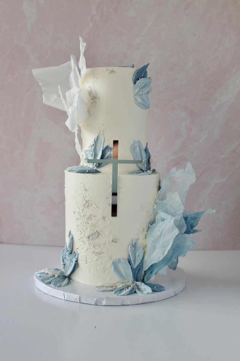 Elegant Acrylic Cross Cake Topper | Custom Cake Charm | Baptism ...