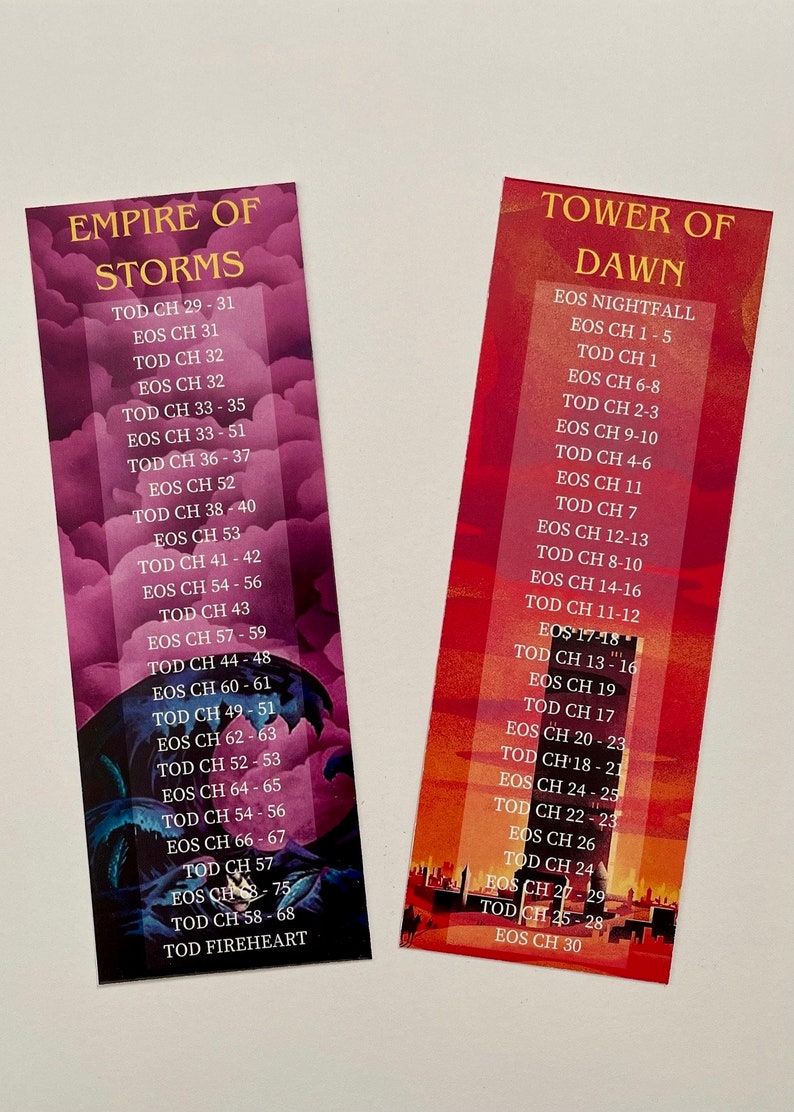 Throne of Glass Tandem Read Bookmark Empire of Storms & Tower of Dawn High Quality Print - Etsy