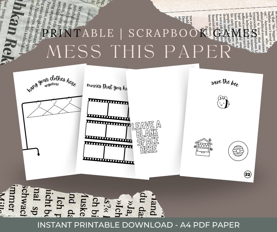 50 Pages Mess This Paper, Printable PDF Instant Download, Wreck This ...