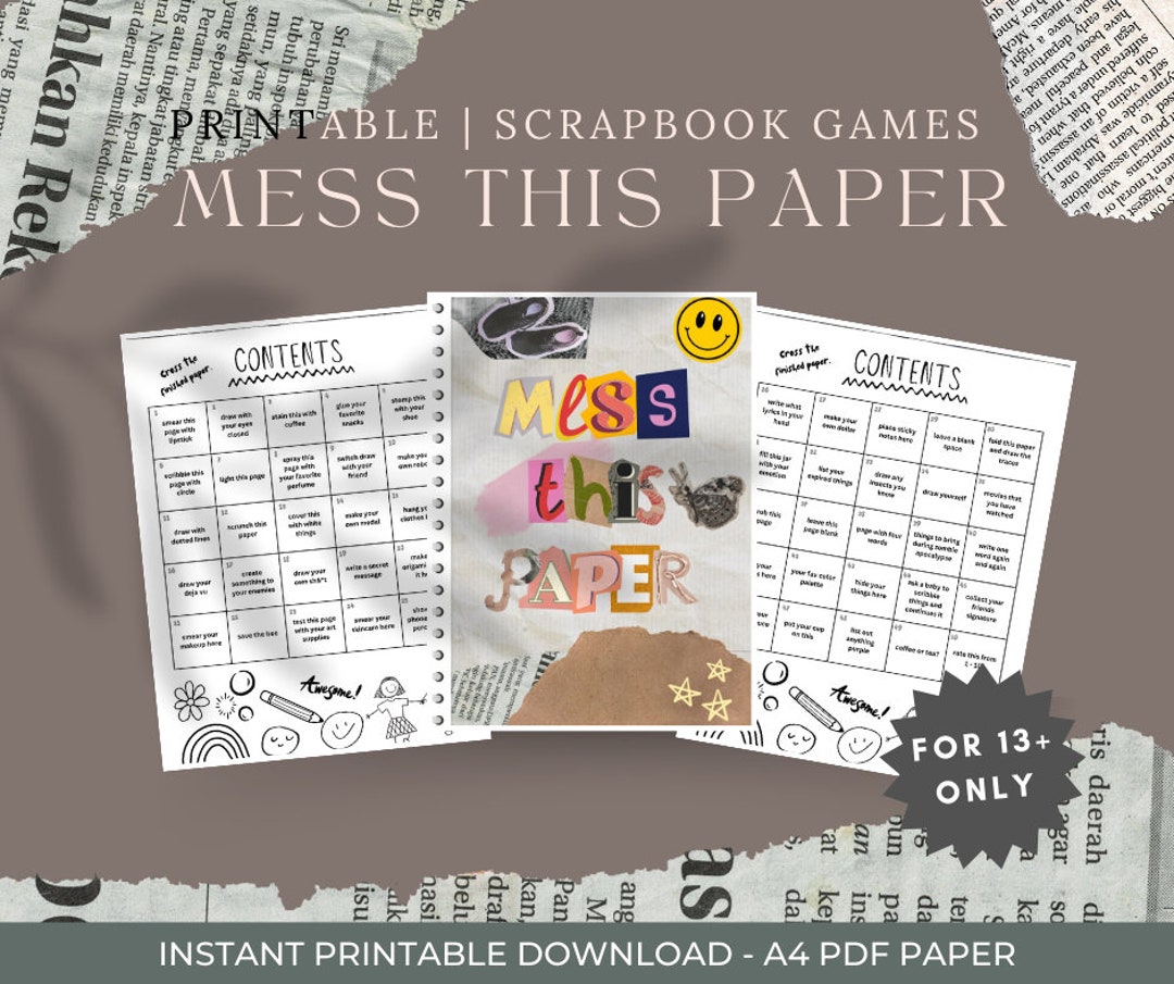 50 Pages Mess This Paper, Printable PDF Instant Download, Wreck This ...