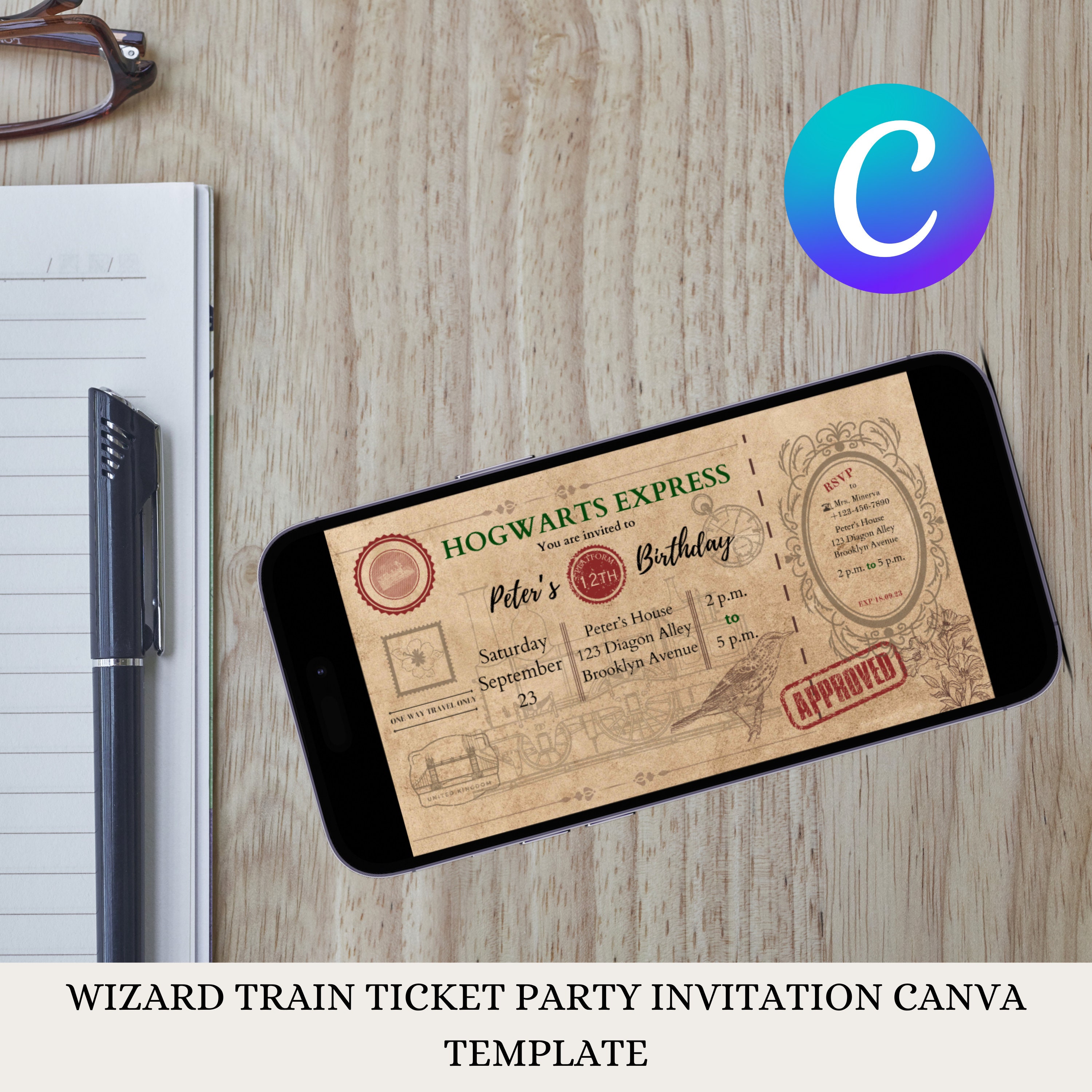 Wizard Train Ticket Invitation Template, Hogwarts Ticket Invitation ...