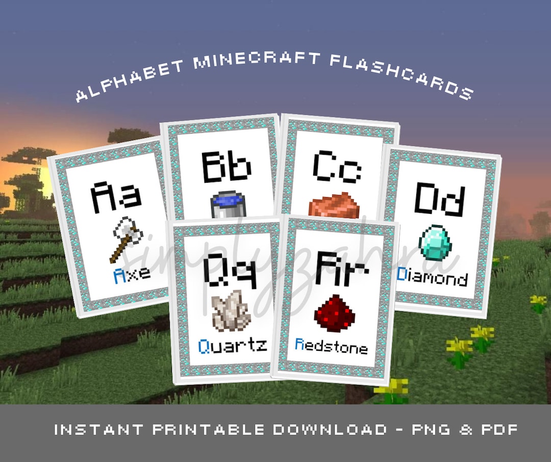 Printable Letter Flashcards Minecraft With Pictures, Minecraft Themed ...