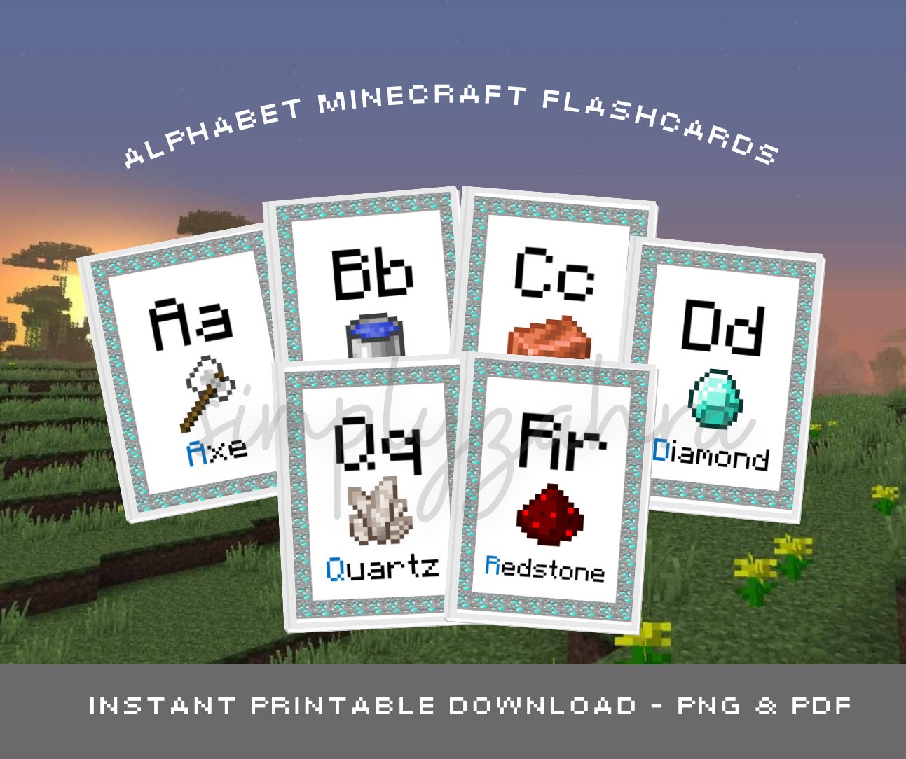 Printable Letter Flashcards Minecraft With Pictures, Minecraft Themed ...