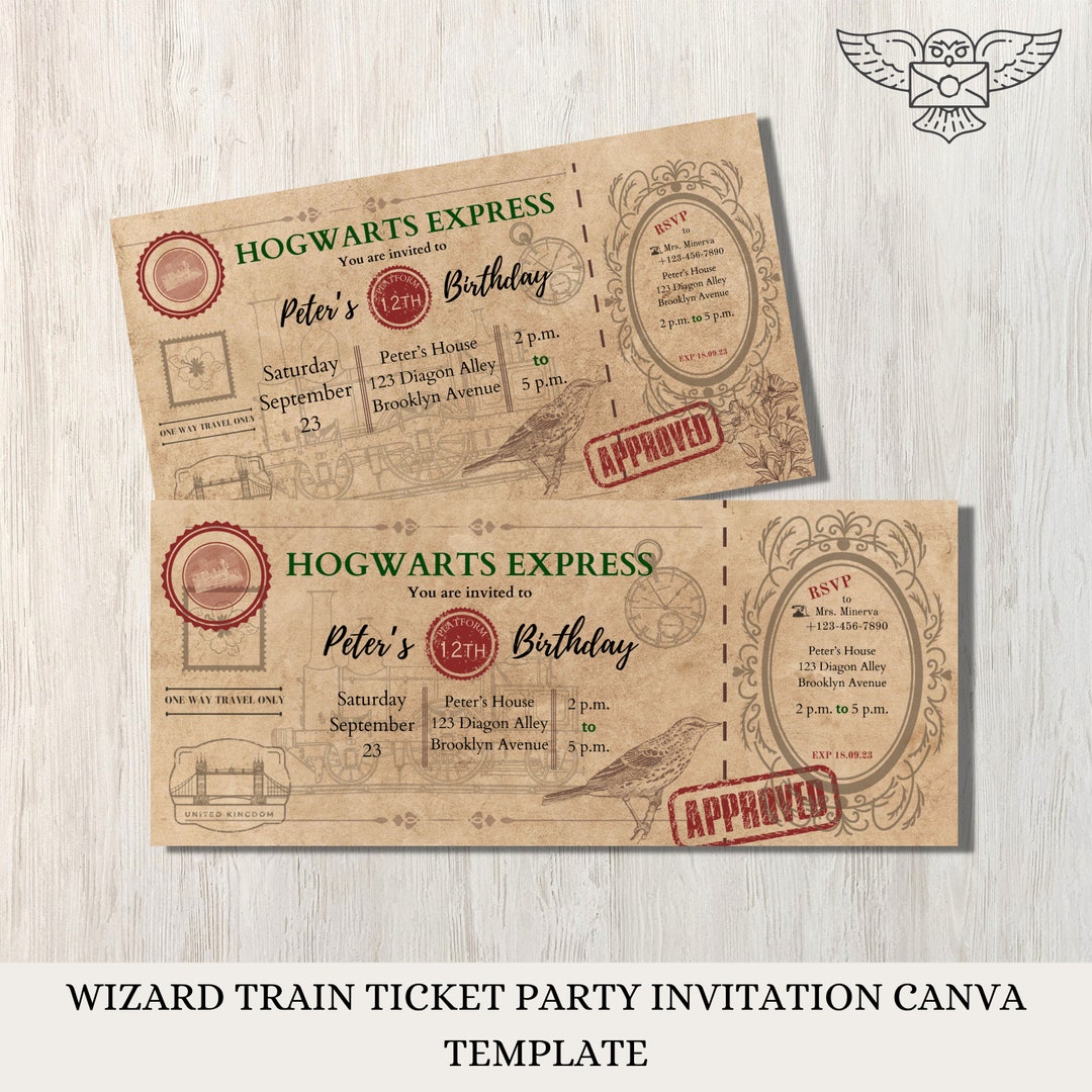 Wizard Train Ticket Invitation Template, Hogwarts Ticket Invitation ...