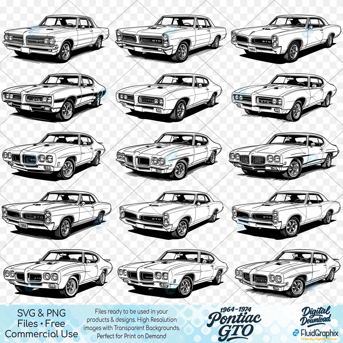Pontiac GTO SVG PNG, Pontiac Classic Car, 60's and 70's Gto, Classic ...