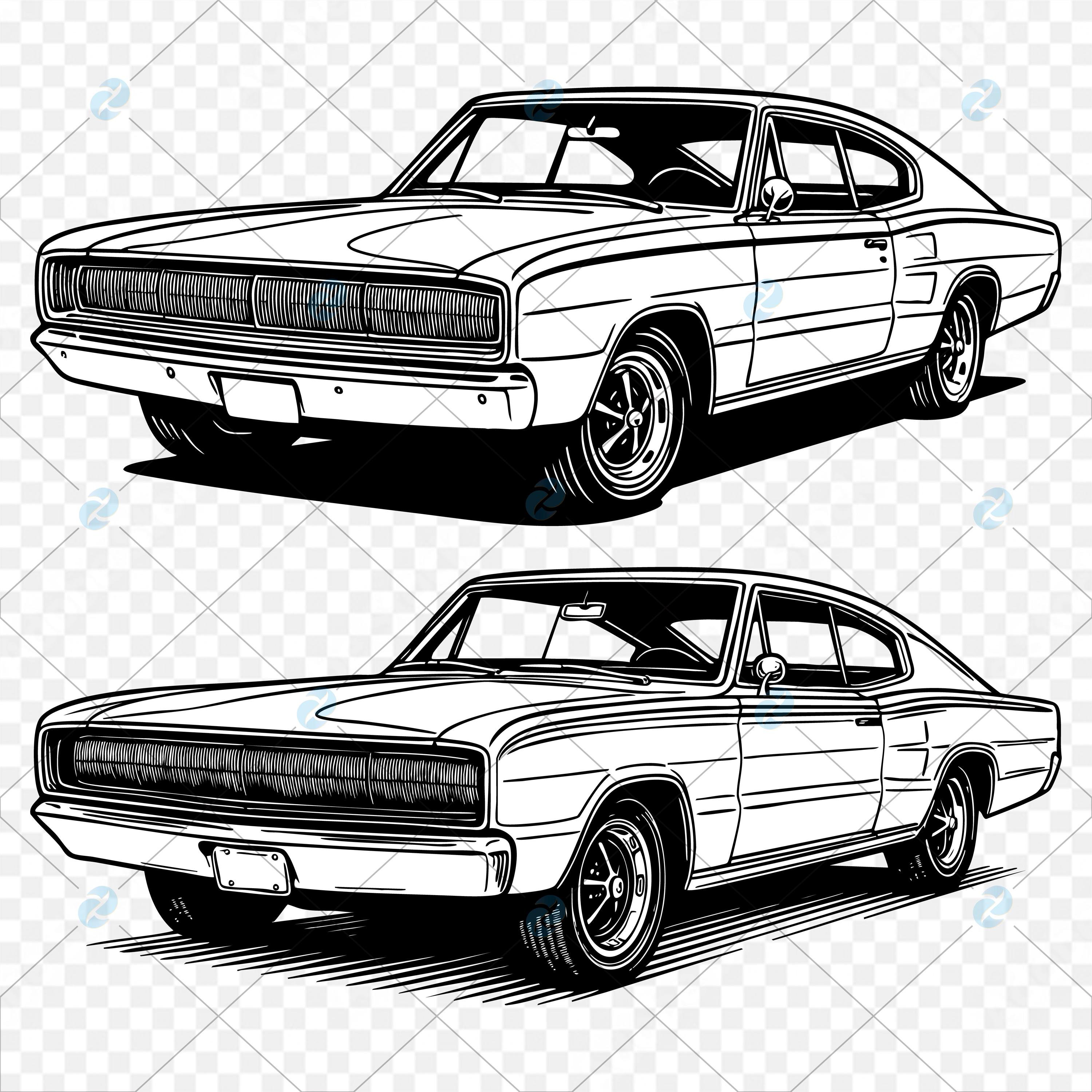 Dodge Charger SVG PNG: 1966-1969 Classic Car Designs (digital Download ...