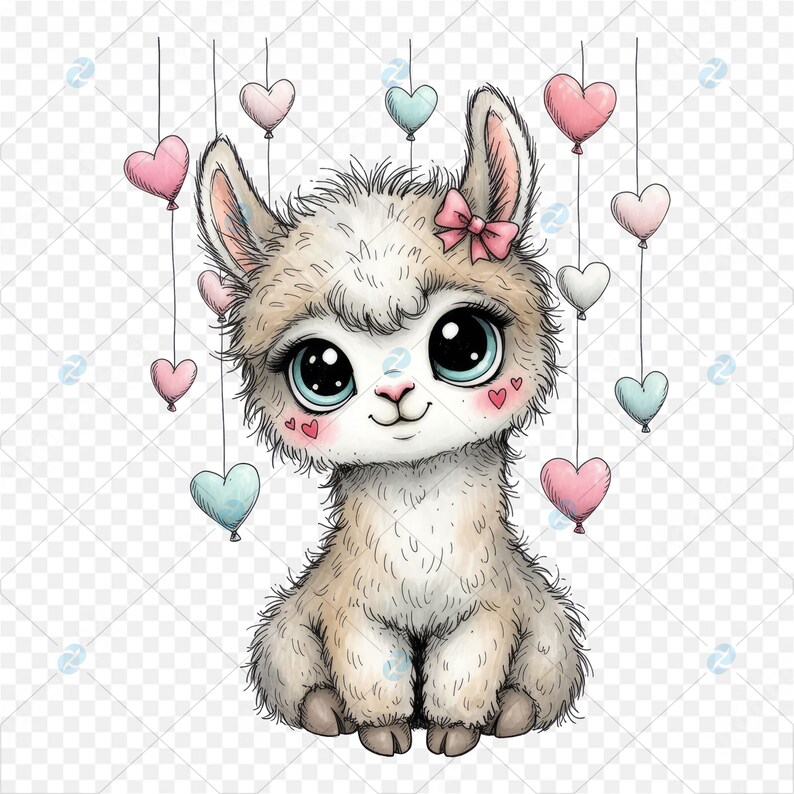 Llama Valentine Card Bundle: Digital Download PNG | Printable Mix ...