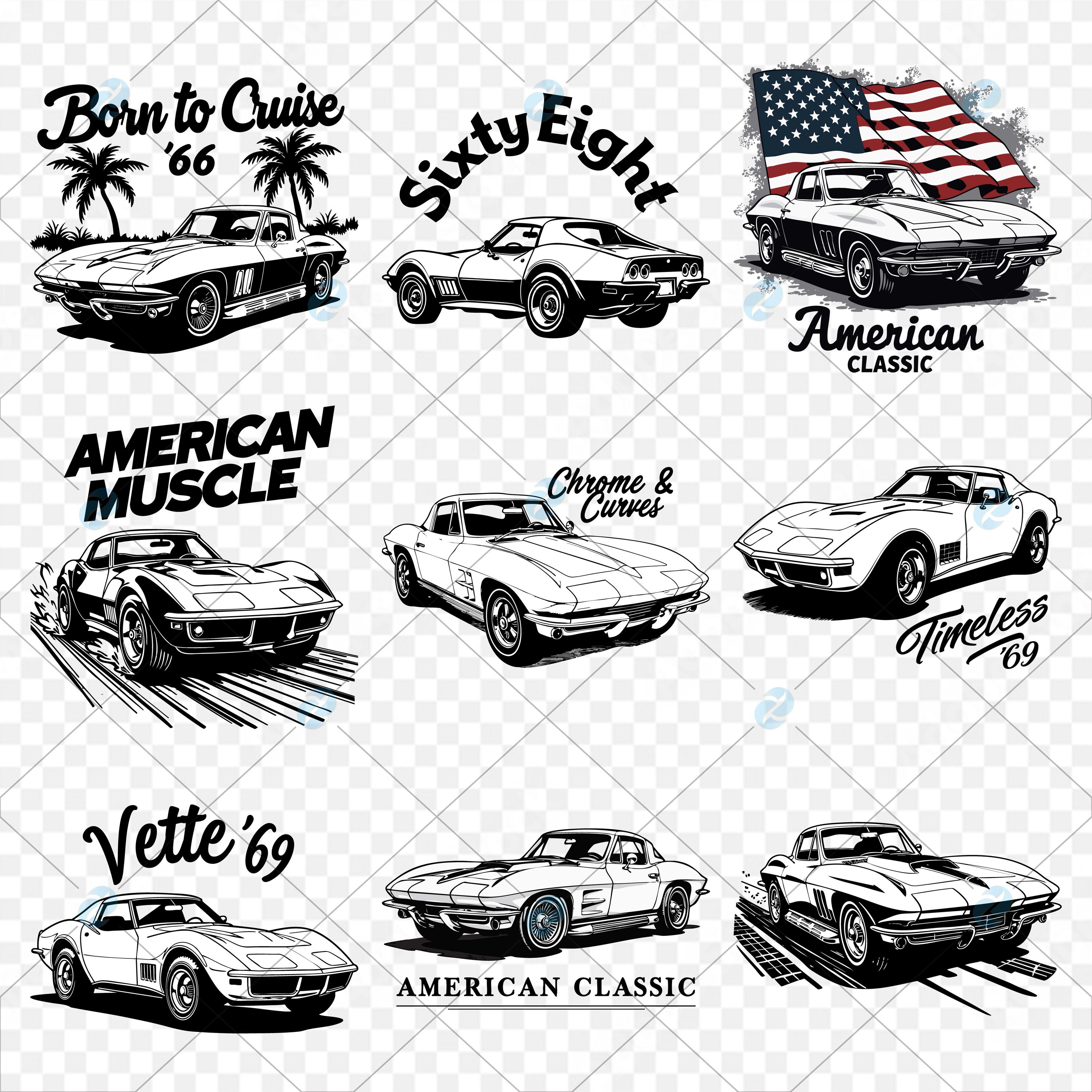 Chevy Corvette SVG Bundle: 1960s Classic Car Designs (digital Download ...