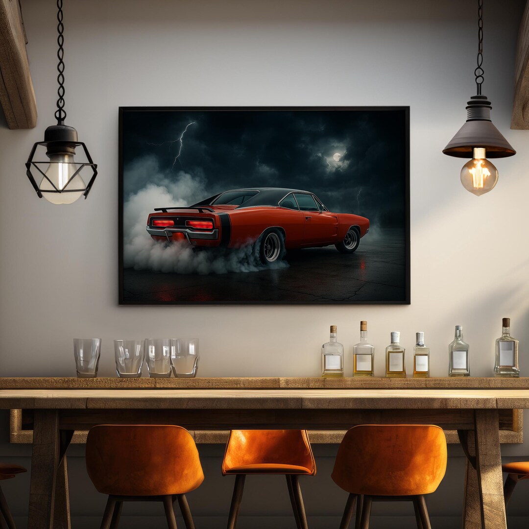 Dodge Charger Poster: Classic Muscle Car Burnout Digital Download ...