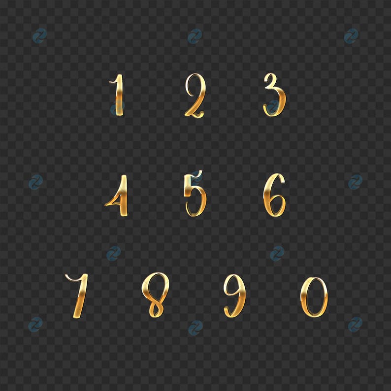 Golden Elegance Alphabet PNG Letters & Numbers: Script Font Clipart ...
