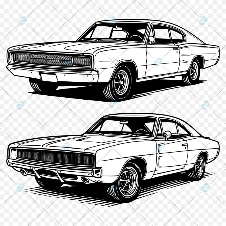 Dodge Charger SVG PNG: 1966-1969 Classic Car Designs (digital Download ...