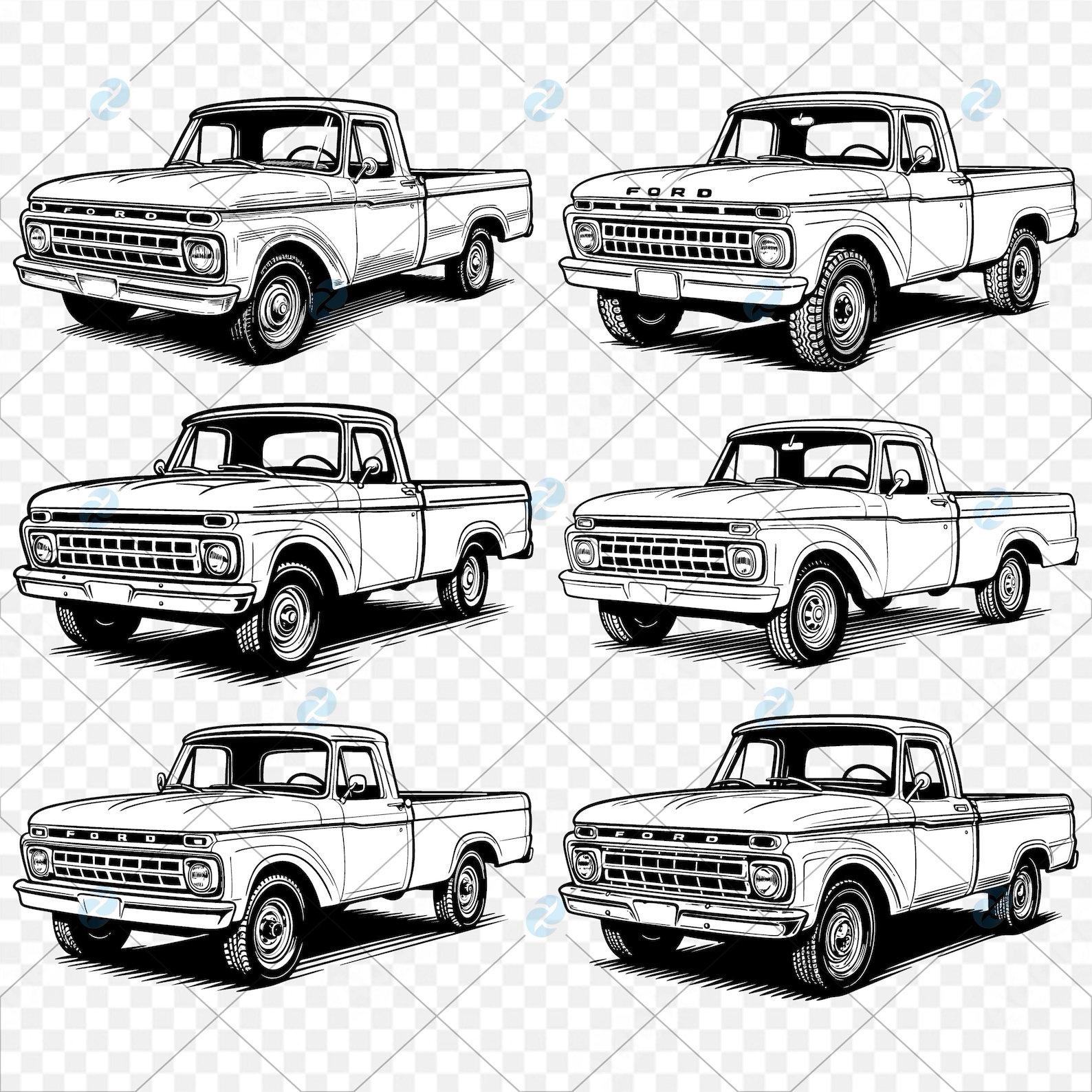 Vintage Ford Truck SVG Bundle: F-100 & F-150 Clipart Digital Download ...