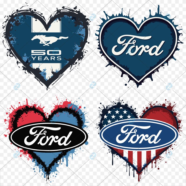 Ford Heart SVG PNG Bundle, Mustang & Shelby Love Logos, Grunge ...