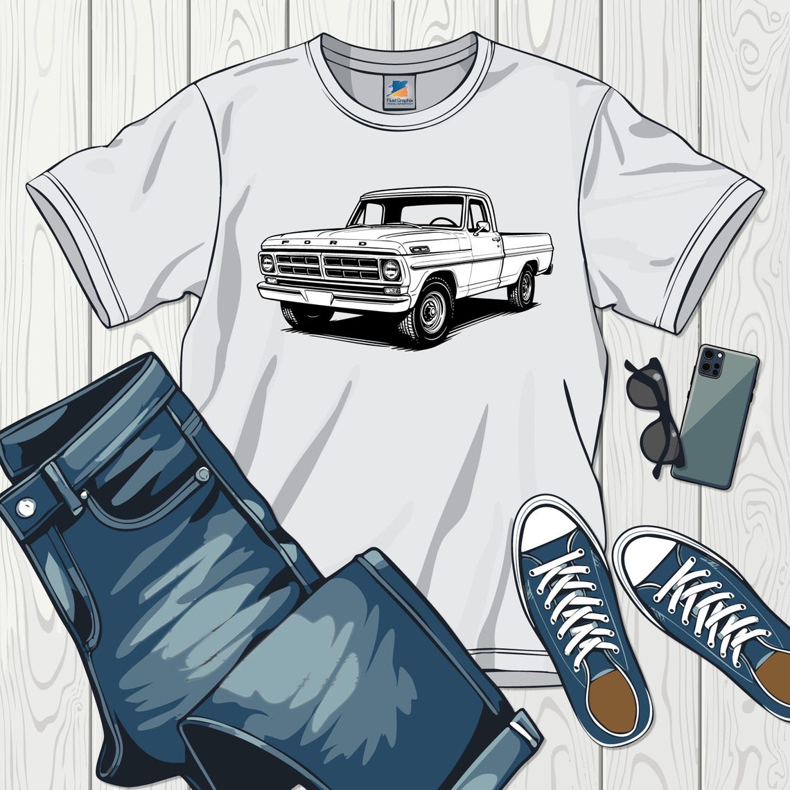 Vintage Ford Truck SVG Bundle: F-100 & F-150 Clipart Digital Download ...