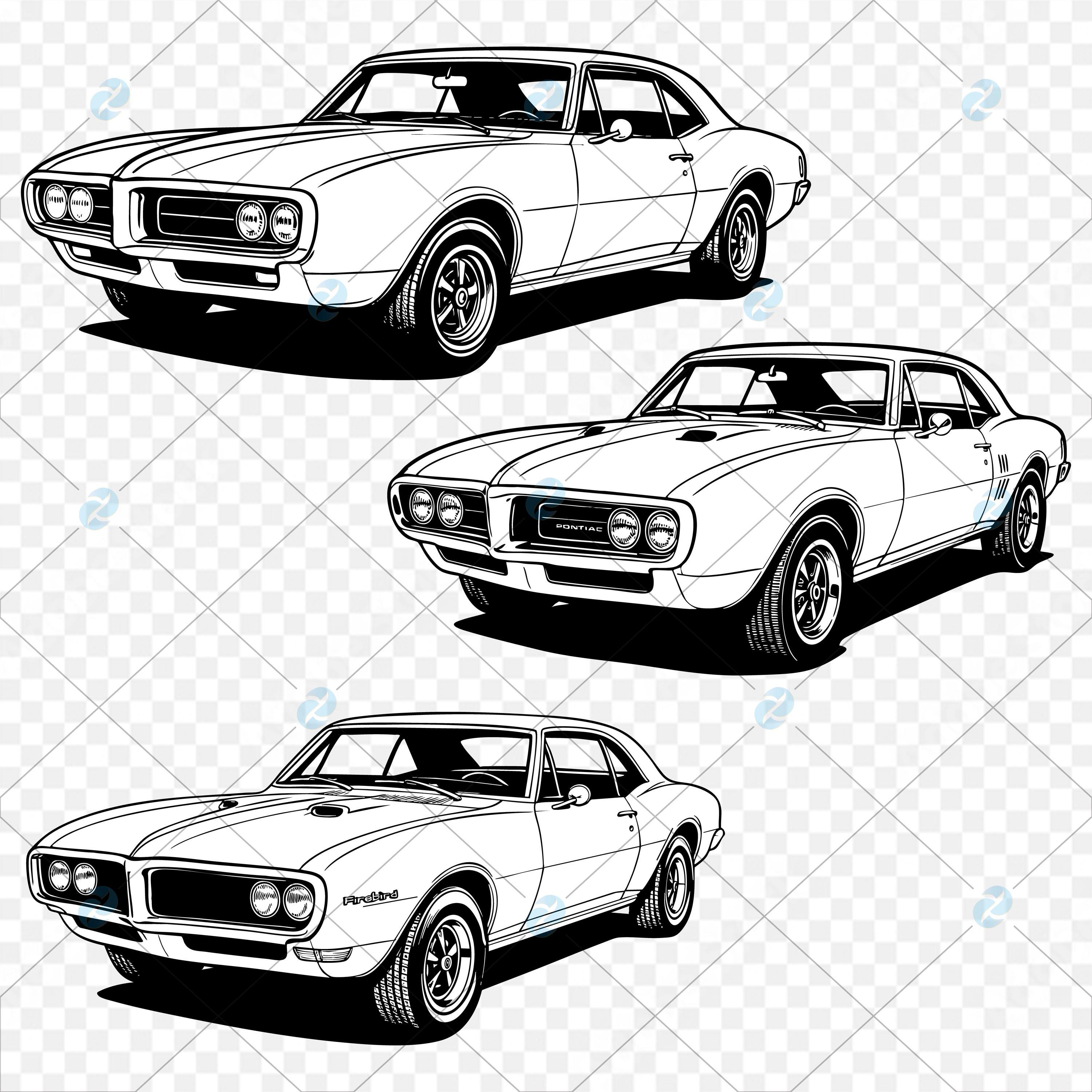 Pontiac Firebird SVG PNG Art: 1967-1969 Muscle Car Designs (digital ...