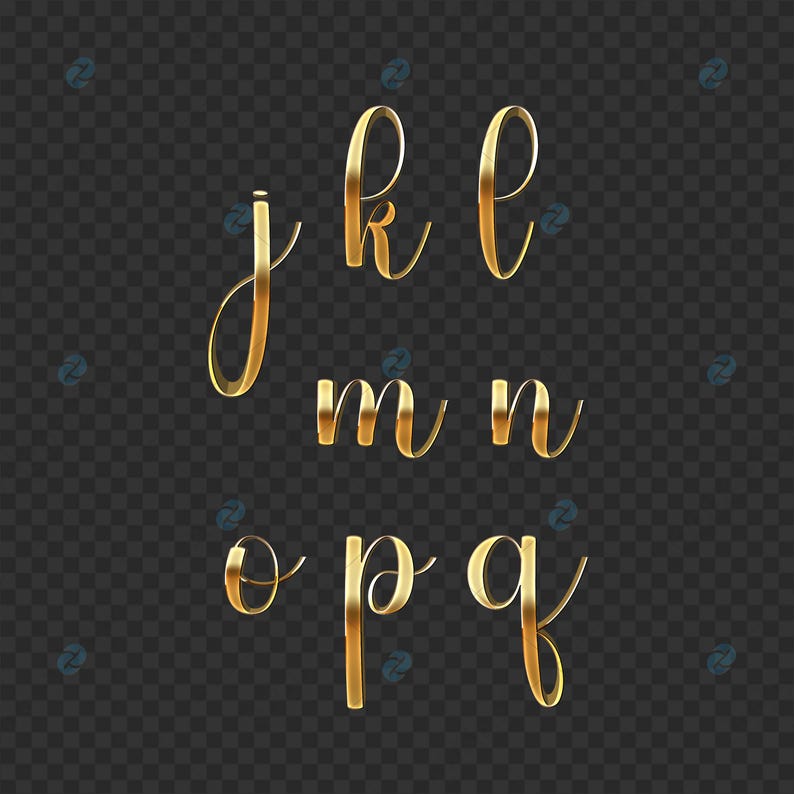 Golden Elegance Alphabet PNG Letters & Numbers: Script Font Clipart ...