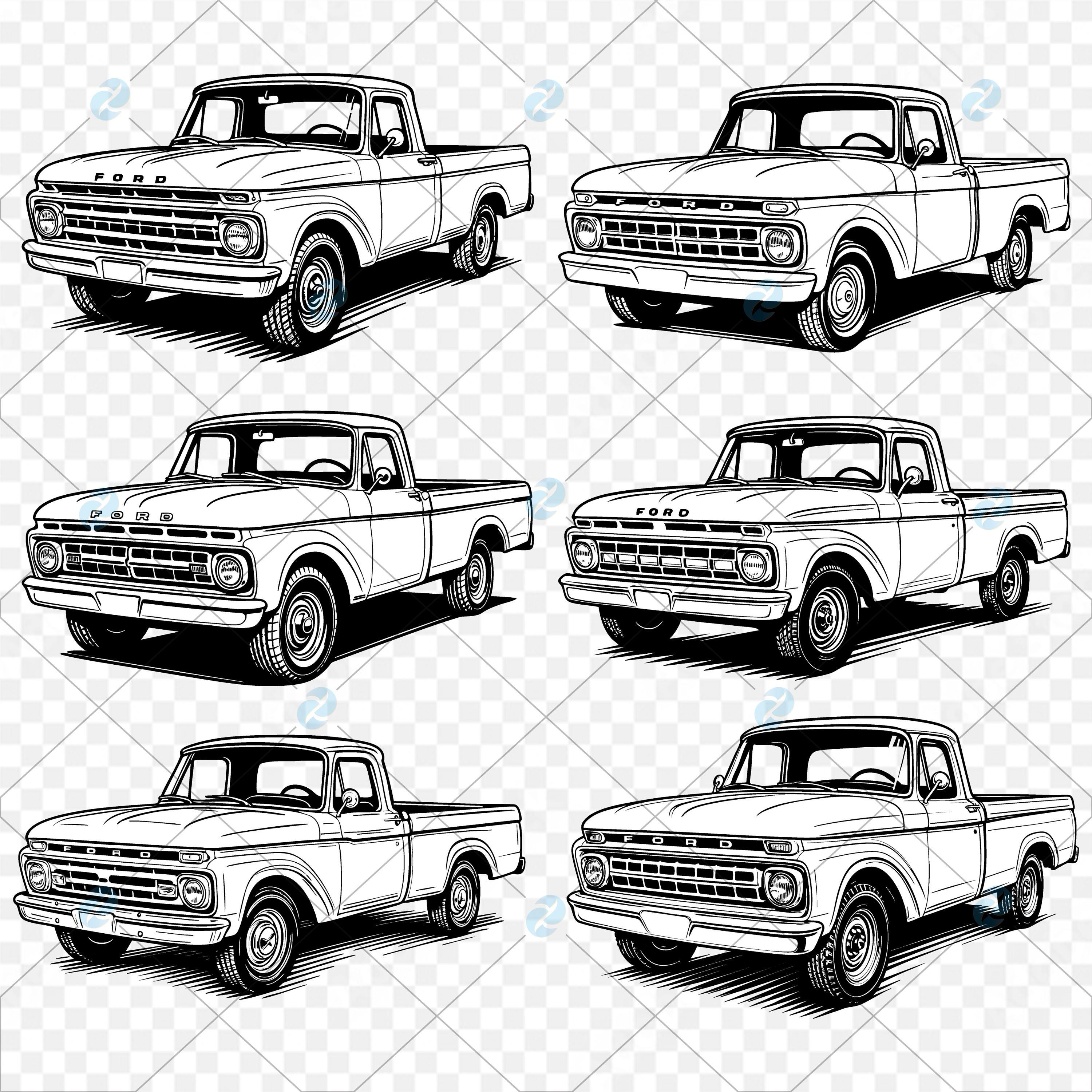 Vintage Ford Truck SVG Bundle: F-100 & F-150 Clipart Digital Download ...