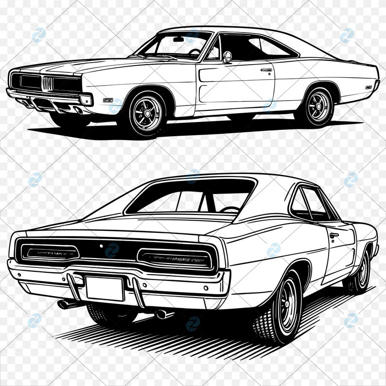 Dodge Charger SVG PNG: 1966-1969 Classic Car Designs (digital Download ...